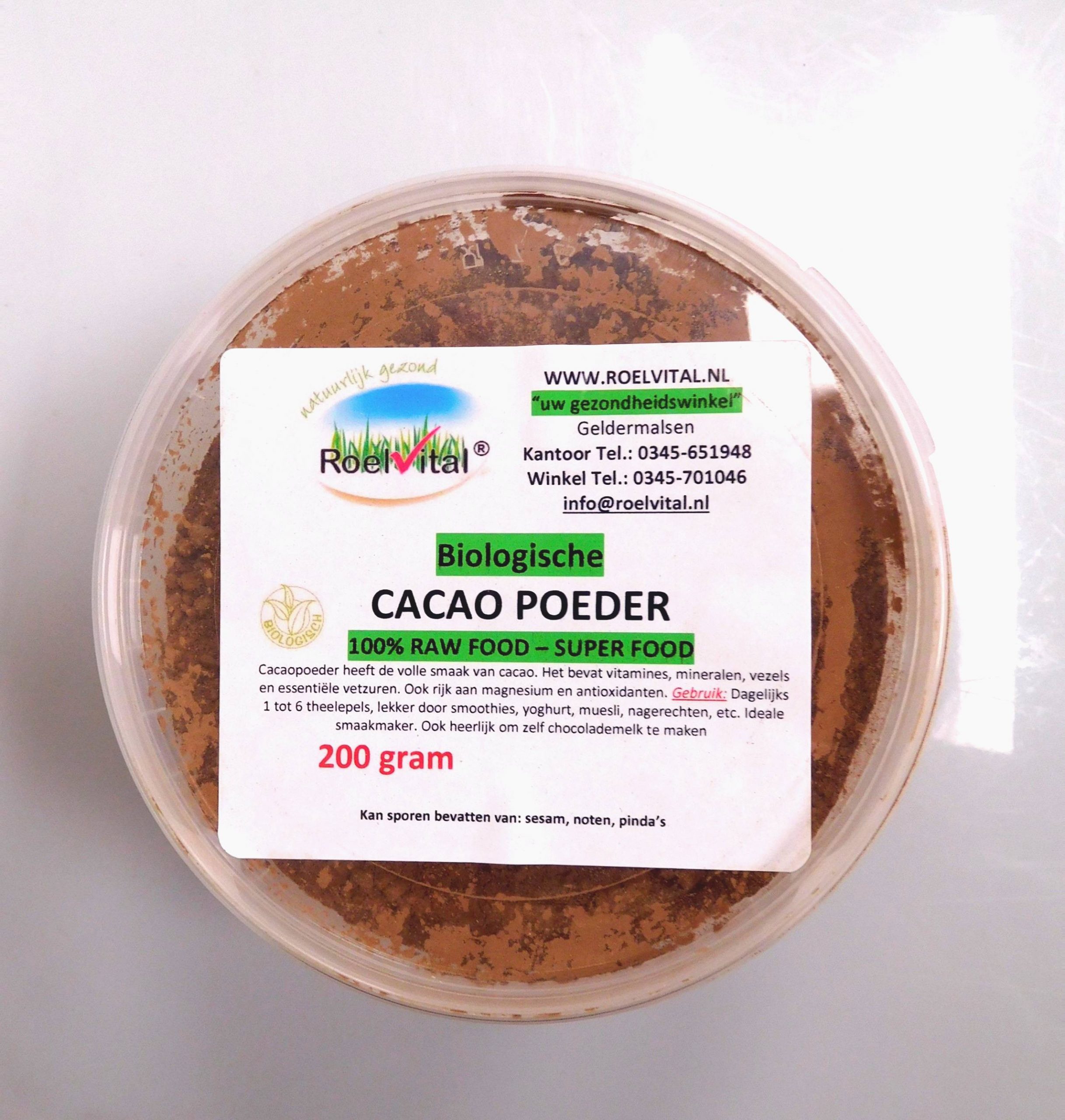 RoelVital Cacao Poeder Biologisch - Roelvital